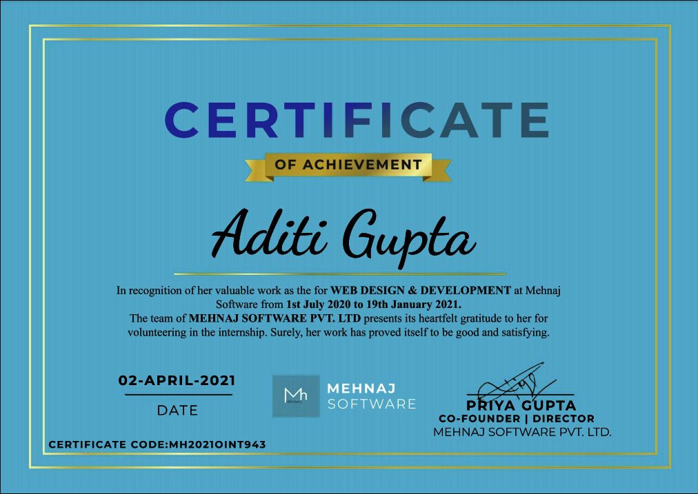 Aditi gupta on LinkedIn: #mehnajsoftwarepvtlimited Aditi gupta on LinkedIn: #mehnajsoftwarepvtlimited