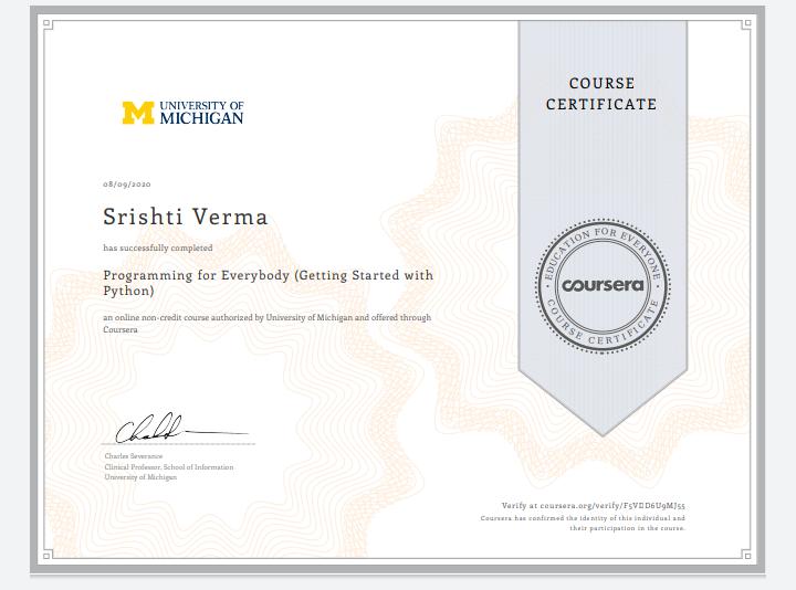 Srishti Verma on LinkedIn: #python #pythonprogramming #coursera Srishti Verma on LinkedIn: #python #pythonprogramming #coursera
