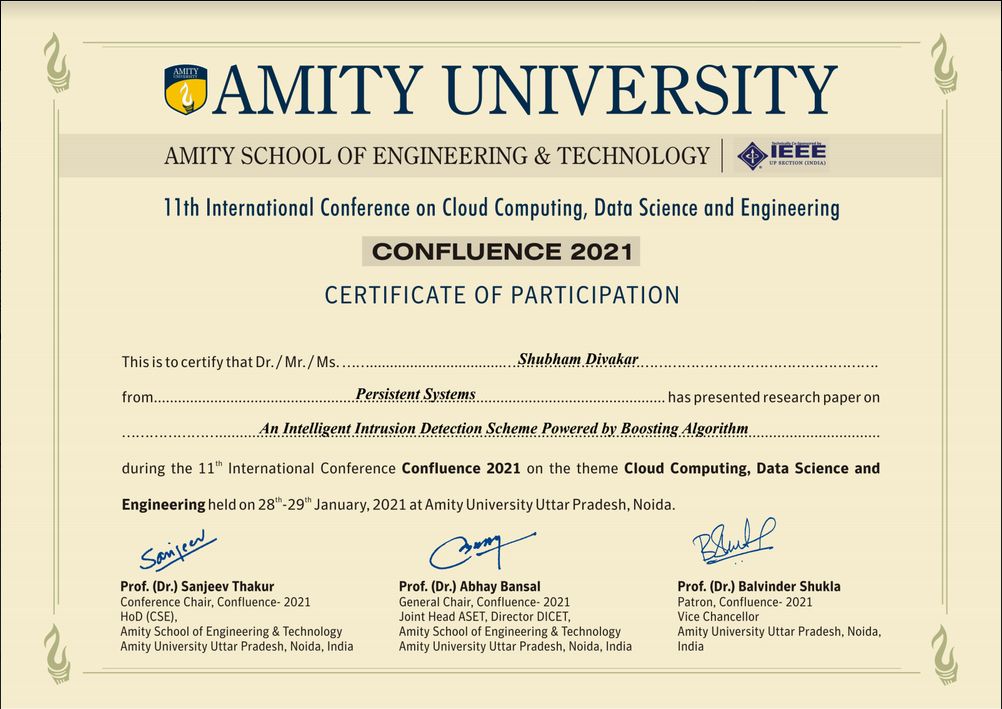 Subham Divakar on LinkedIn: #confluence2021 #ieee #conference # ... Subham Divakar on LinkedIn: #confluence2021 #ieee #conference # ...