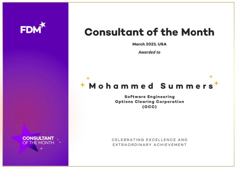 Mohammed Summers on LinkedIn: Thrilled to receive FDM Group Consultant ... Mohammed Summers on LinkedIn: Thrilled to receive FDM Group Consultant ...