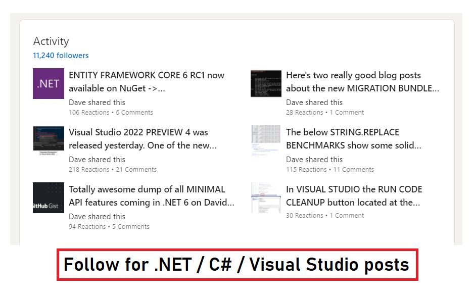 Dave Callan on LinkedIn: #dotnet #dotnetcore #csharp #visualstudio # ... Dave Callan on LinkedIn: #dotnet #dotnetcore #csharp #visualstudio # ...