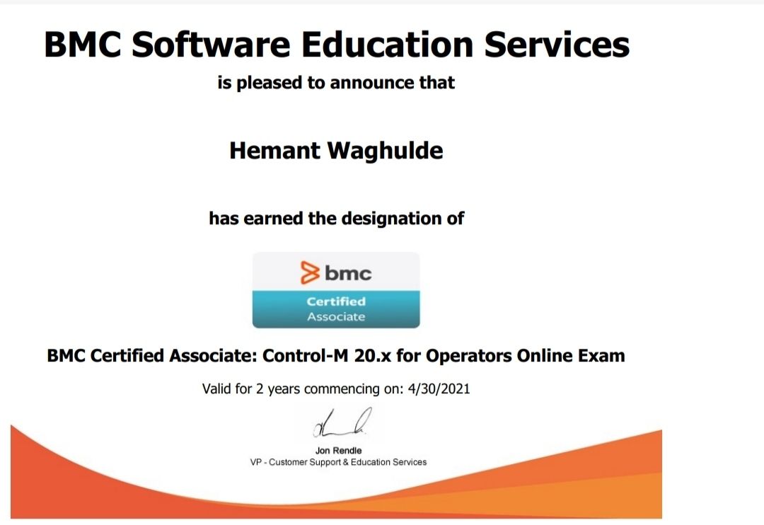 Hemant Waghulde on LinkedIn: #bmccertificate #bmccertifiedassociate ... Hemant Waghulde on LinkedIn: #bmccertificate #bmccertifiedassociate ...