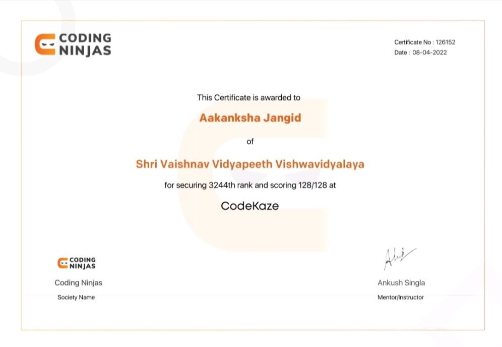 Aakanksha Jangid on LinkedIn: #codekaze #coding #codingninjas #codekaze ... Aakanksha Jangid on LinkedIn: #codekaze #coding #codingninjas #codekaze ...