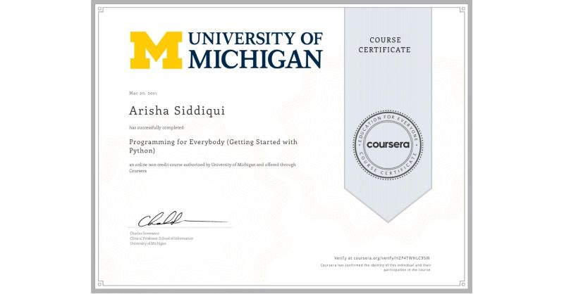 Arisha Siddiqui on LinkedIn: #coursera #python #pythonlearning # ... Arisha Siddiqui on LinkedIn: #coursera #python #pythonlearning # ...