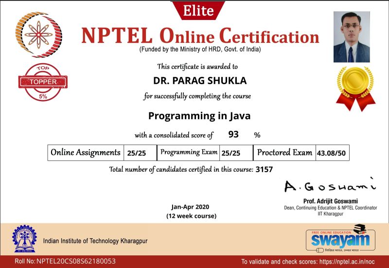 Dr. Parag Shukla on LinkedIn: #nptel #programming #java #toppers | 18 ... Dr. Parag Shukla on LinkedIn: #nptel #programming #java #toppers | 18 ...