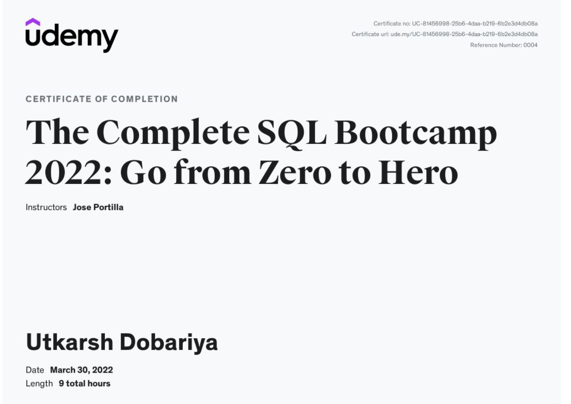 Utkarsh Dobariya on LinkedIn: #sql #newcourse #database Utkarsh Dobariya on LinkedIn: #sql #newcourse #database