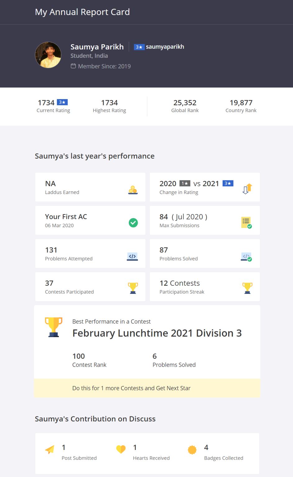 Saumya Parikh on LinkedIn: #codechef Saumya Parikh on LinkedIn: #codechef