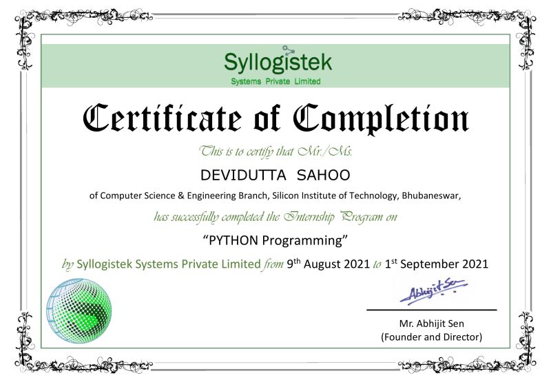 Devidutta Sahoo on LinkedIn: #python #programming #internship Devidutta Sahoo on LinkedIn: #python #programming #internship