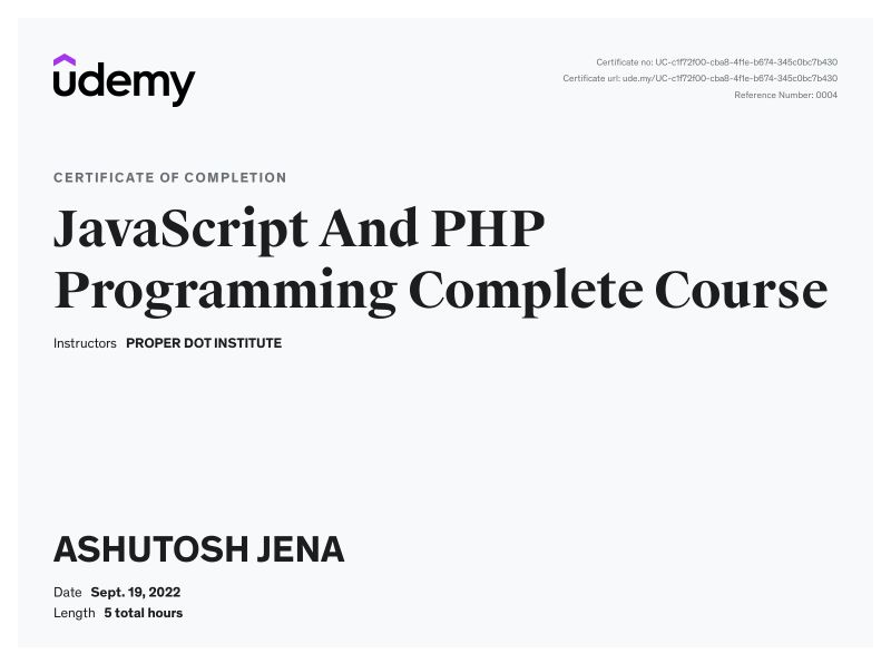 ASHUTOSH JENA on LinkedIn: #javascript #php #udemy ASHUTOSH JENA on LinkedIn: #javascript #php #udemy