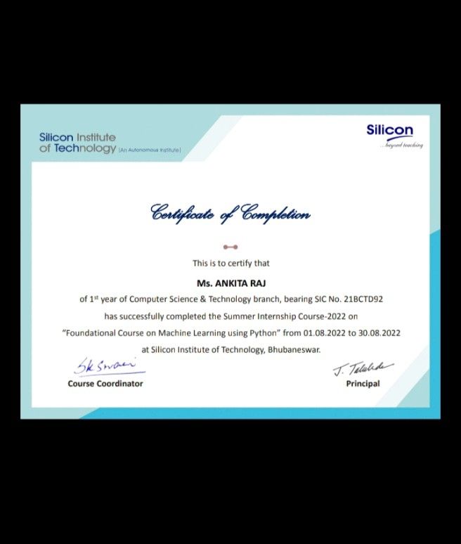 Ankita Raj on LinkedIn: #machinelearning #python #summerinternship # ... Ankita Raj on LinkedIn: #machinelearning #python #summerinternship # ...
