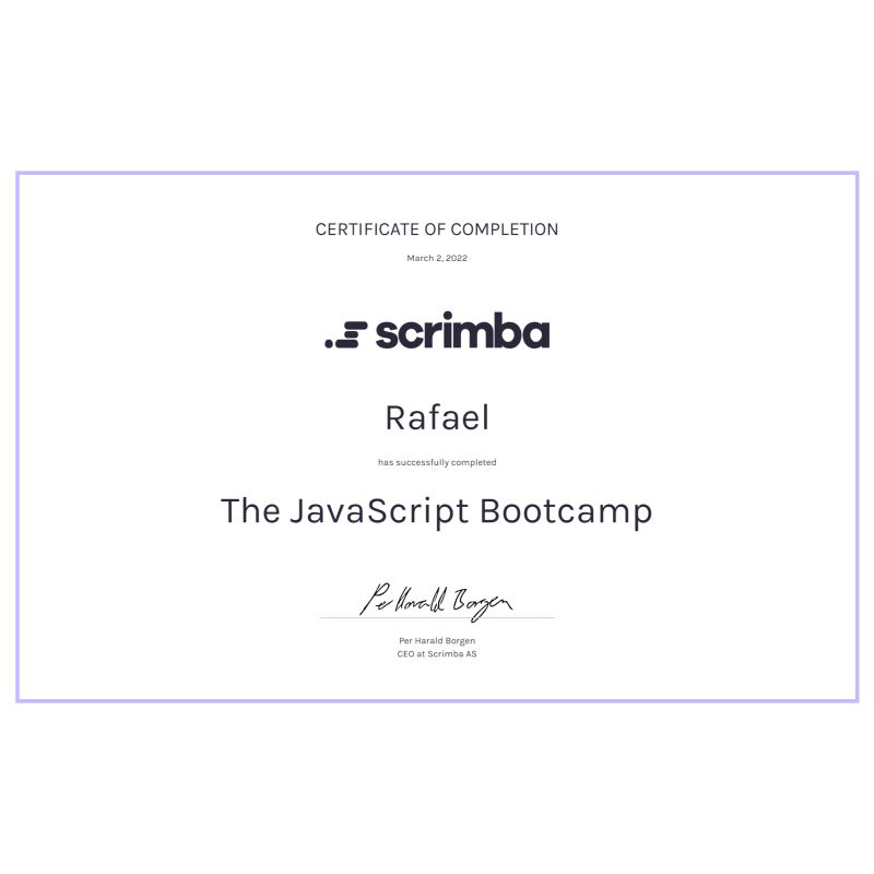 Rafael Santos on LinkedIn: Very proud of completing my first JavaScript ... Rafael Santos on LinkedIn: Very proud of completing my first JavaScript ...