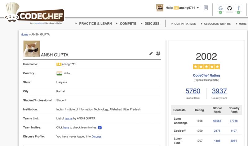 Ansh Gupta on LinkedIn: #codechef #competitiveprogramming | 29 comments Ansh Gupta on LinkedIn: #codechef #competitiveprogramming | 29 comments