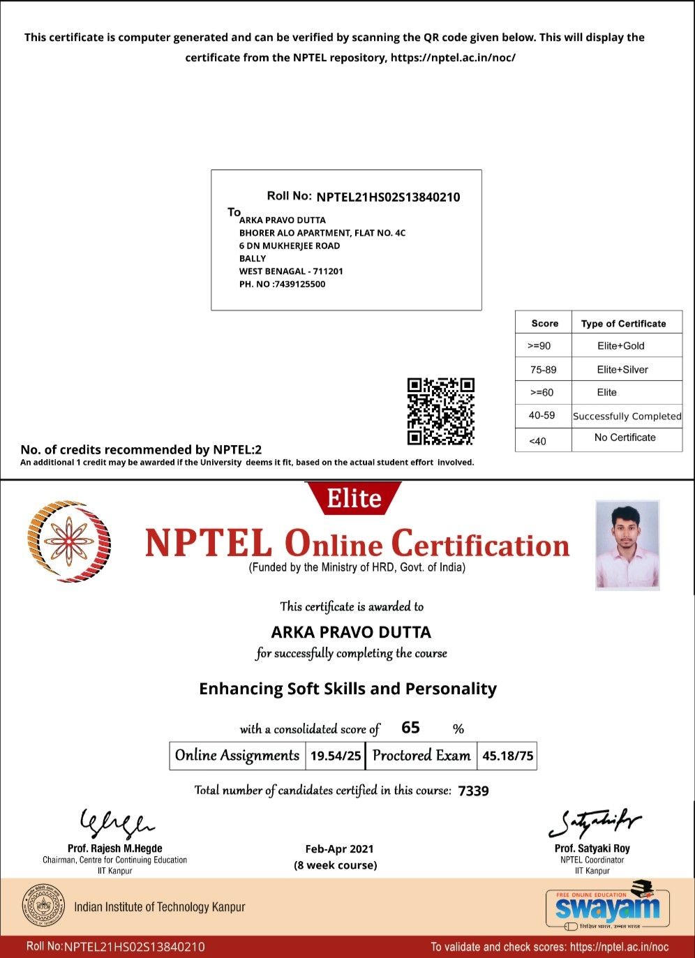 Arka Pravo Dutta on LinkedIn: 😊😊 NPTEL Arka Pravo Dutta on LinkedIn: 😊😊 NPTEL