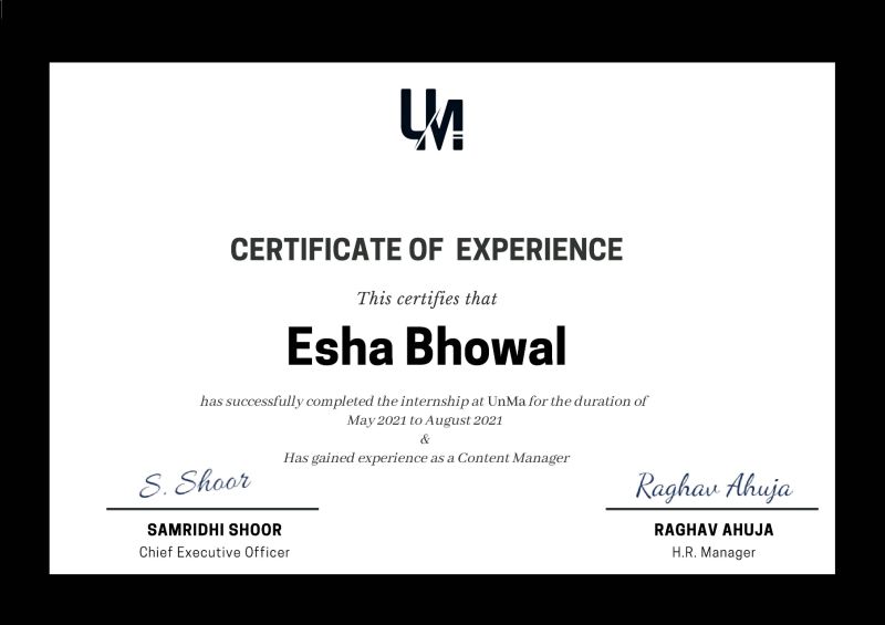 Esha Bhowal on LinkedIn: #internship #content Esha Bhowal on LinkedIn: #internship #content