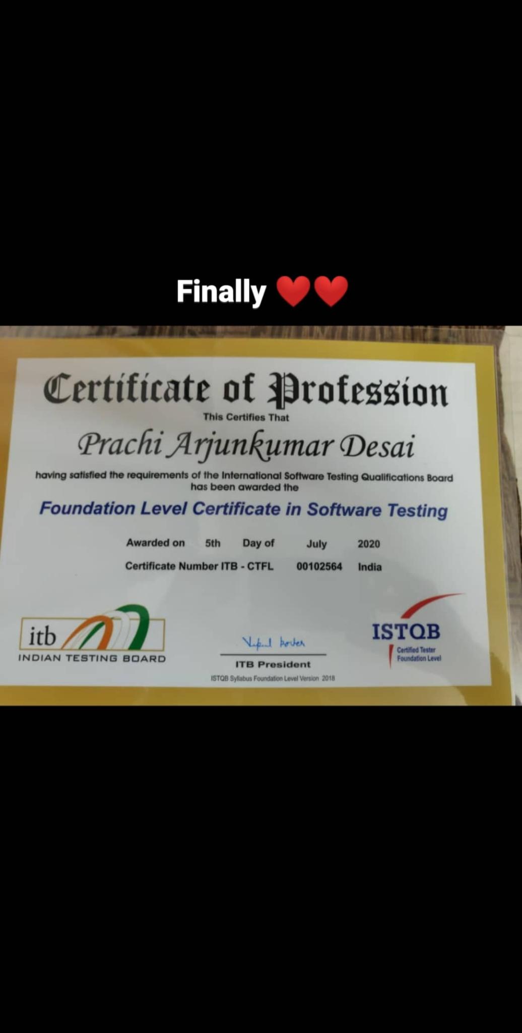 ISTQB Certificate ๐ | Prachi Desai | 25 comments ISTQB Certificate ๐ | Prachi Desai | 25 comments