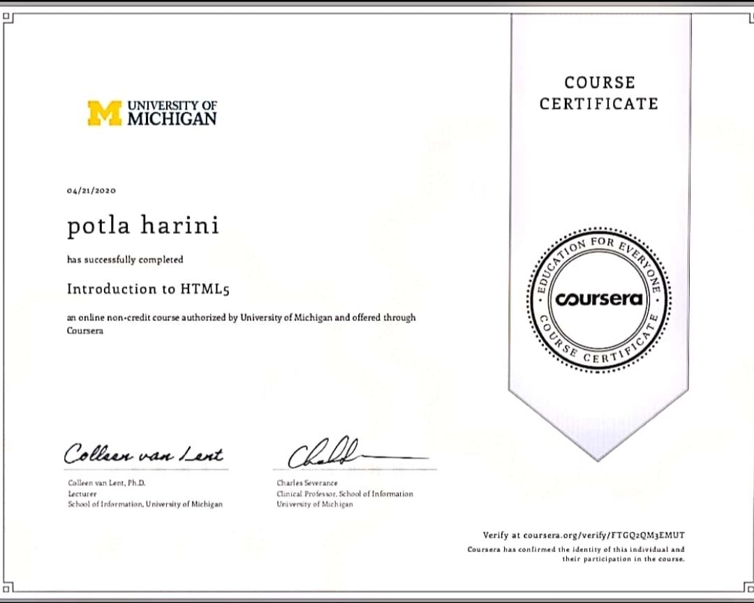 Potla Harini on LinkedIn: #vjit #coursera #html Potla Harini on LinkedIn: #vjit #coursera #html