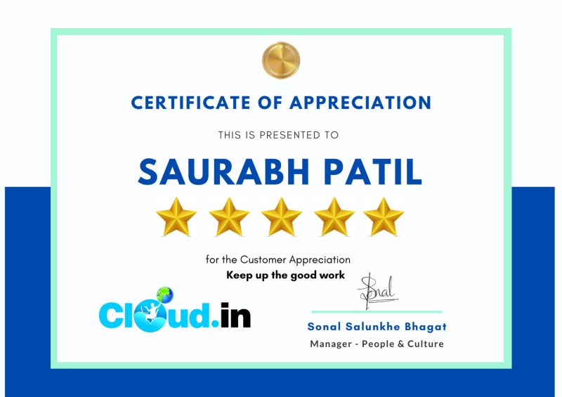Received Appreciation Certificate!!!😄 | Saurabh Patil Received Appreciation Certificate!!!😄 | Saurabh Patil