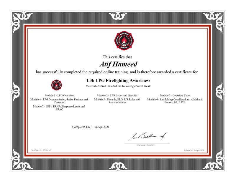 Atif Hameed on LinkedIn: Successfully Completed training LPG Fire ... Atif Hameed on LinkedIn: Successfully Completed training LPG Fire ...