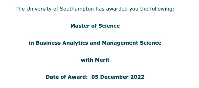 I am happy to share that I have completed MSC - Business Analytics ... I am happy to share that I have completed MSC - Business Analytics ...