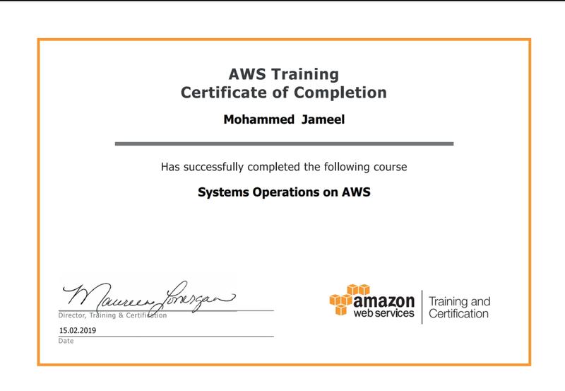 Mohammed Jameel on LinkedIn: Heading to be Sysops certified Mohammed Jameel on LinkedIn: Heading to be Sysops certified