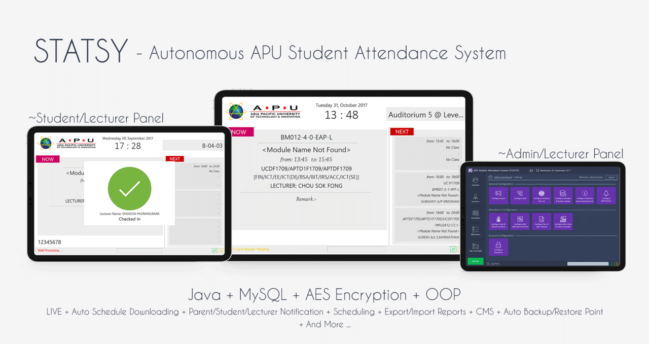 STATSY - Autonomous APU Student Attendance System (FYP) STATSY - Autonomous APU Student Attendance System (FYP)