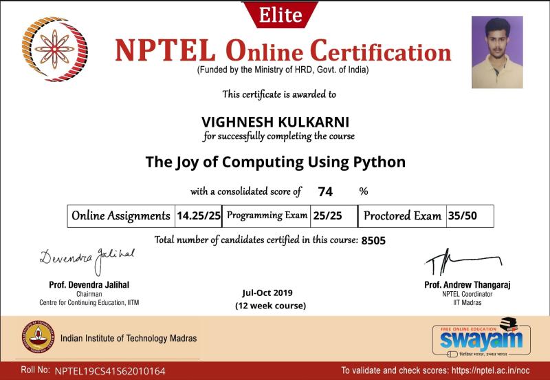 Vighnesh Kulkarni on LinkedIn: #python3 #nptel #python #programming Vighnesh Kulkarni on LinkedIn: #python3 #nptel #python #programming