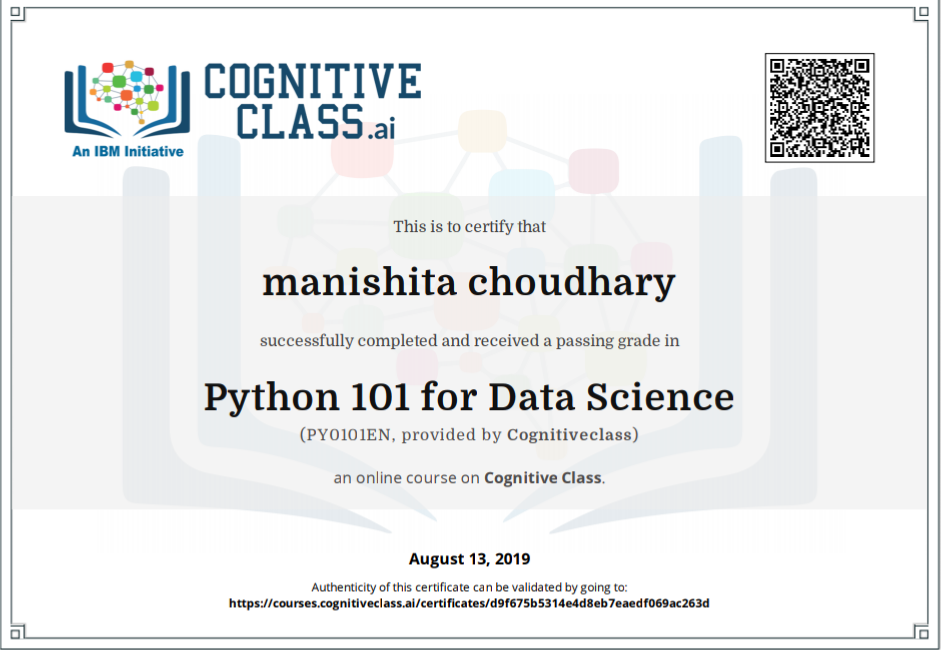 Manishita Choudhary on LinkedIn: view my IBM certification of python ... Manishita Choudhary on LinkedIn: view my IBM certification of python ...