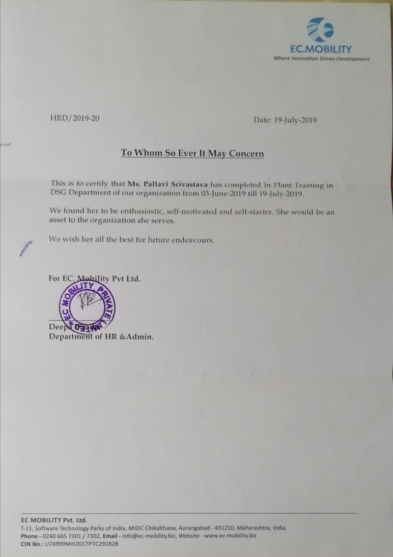 Successfully completed 1.5 months of internship at EC-MOBILITY ... Successfully completed 1.5 months of internship at EC-MOBILITY ...
