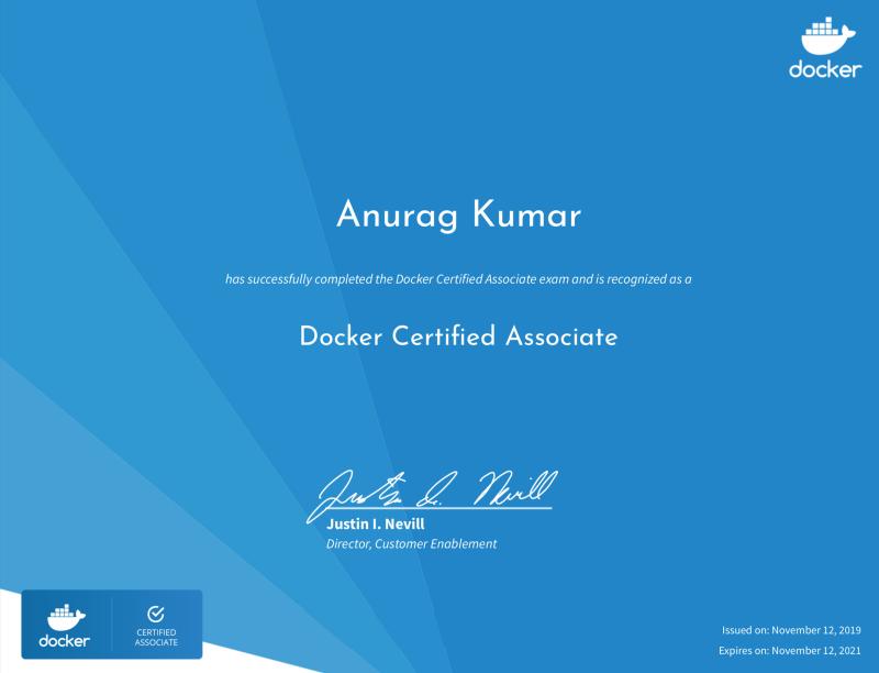 Anurag Kumar on LinkedIn: #docker #dockercertified | 10 comments Anurag Kumar on LinkedIn: #docker #dockercertified | 10 comments