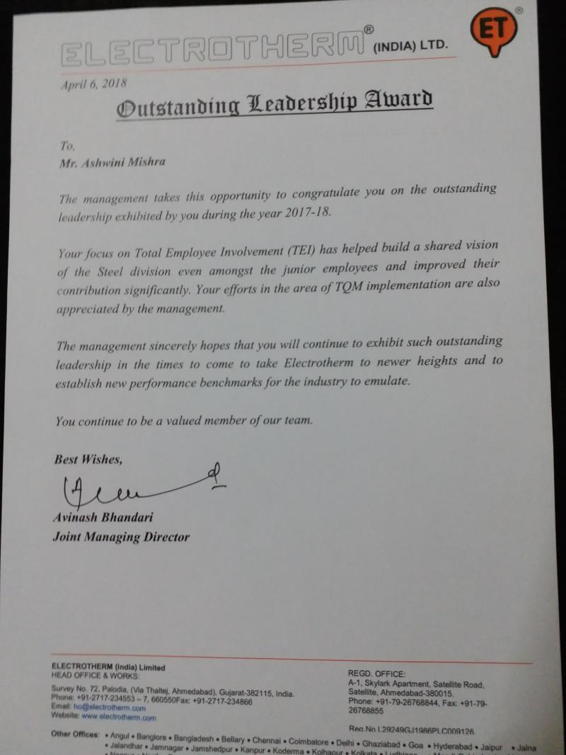 Ashwini kumar mishra on LinkedIn: leadership award received from our ... Ashwini kumar mishra on LinkedIn: leadership award received from our ...
