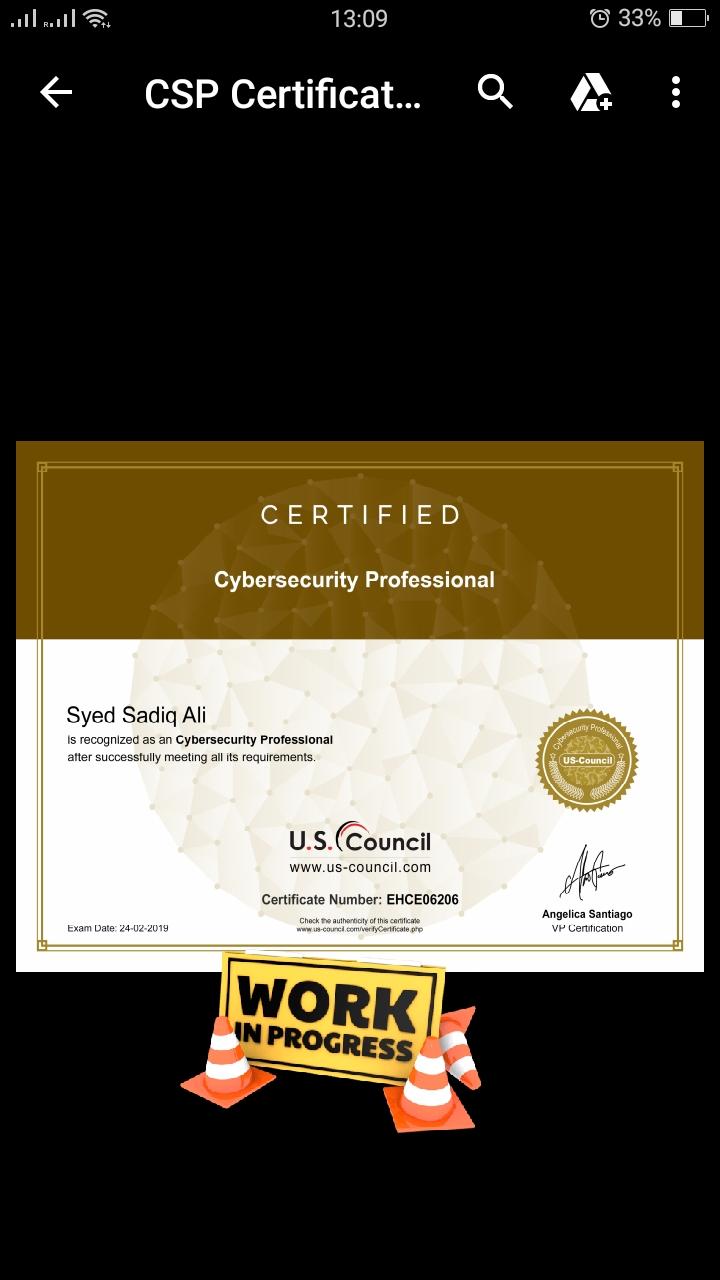 Alhumdullilah....... Cybersecurity Professional certified. | Syed Sadiq ... Alhumdullilah....... Cybersecurity Professional certified. | Syed Sadiq ...