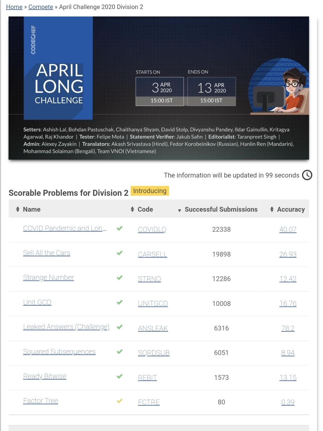 #lockdownandselfimprovement #codechef #april20 #codingchallenge | Udit ... #lockdownandselfimprovement #codechef #april20 #codingchallenge | Udit ...