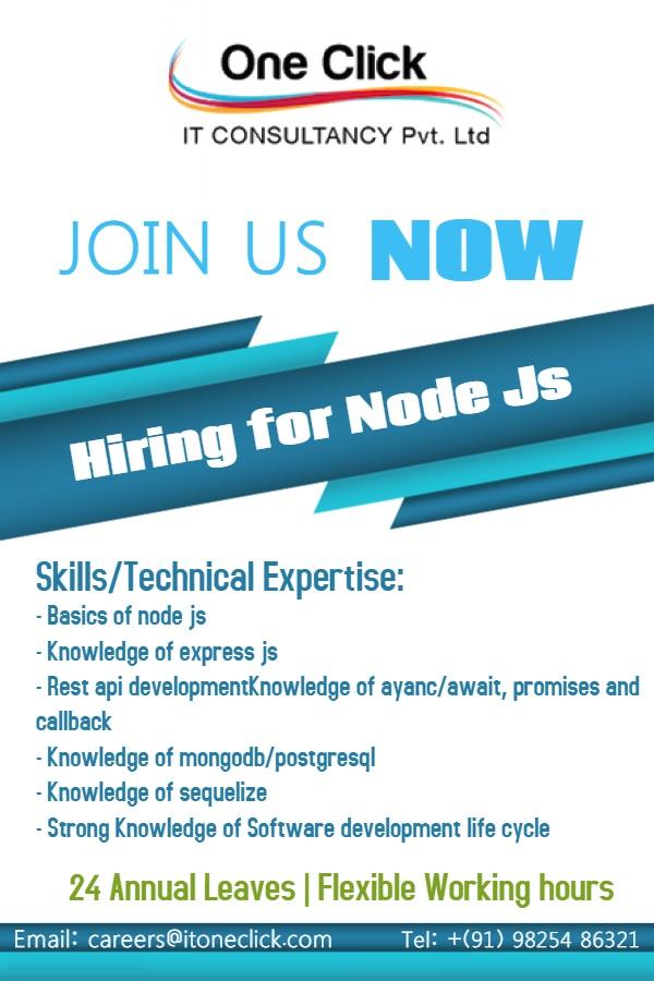 OneClick IT Consultancy Pvt Ltd on LinkedIn: #nodejs #openings #nodejs ... OneClick IT Consultancy Pvt Ltd on LinkedIn: #nodejs #openings #nodejs ...