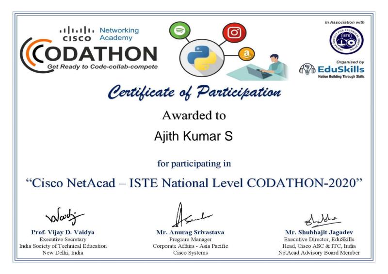 Ajith Kumar S on LinkedIn: #certificate #python Ajith Kumar S on LinkedIn: #certificate #python