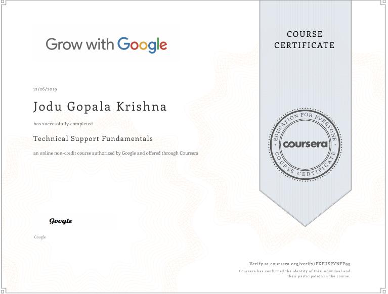 Jodu Gopal Krishna on LinkedIn: #google #certificate Jodu Gopal Krishna on LinkedIn: #google #certificate