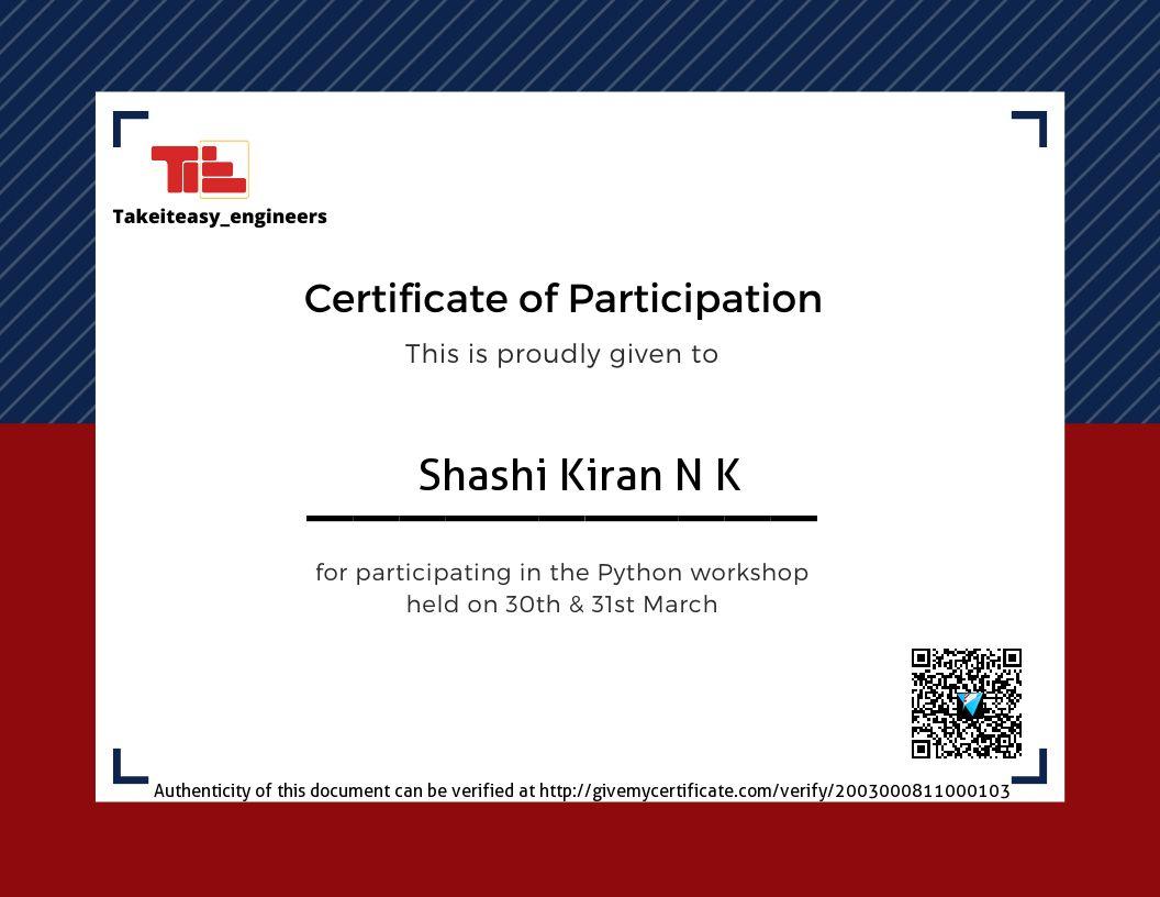 Shashi Kiran N K on LinkedIn: Thank you TakeitEasy Engineers for this ... Shashi Kiran N K on LinkedIn: Thank you TakeitEasy Engineers for this ...