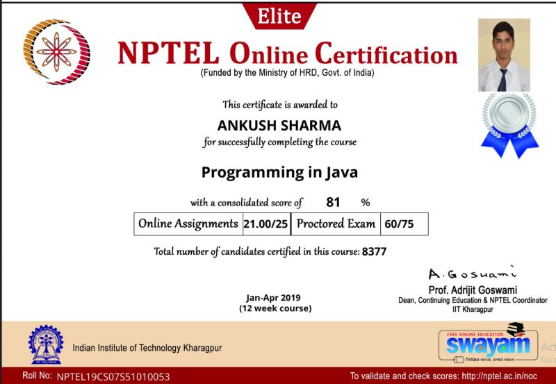 Ankush Sharma on LinkedIn: #programming #java #certificate #elite # ... Ankush Sharma on LinkedIn: #programming #java #certificate #elite # ...