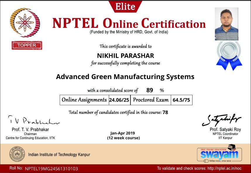 Nikhil Parashar on LinkedIn: #hardworkpaysoff #manufacturing #nptel Nikhil Parashar on LinkedIn: #hardworkpaysoff #manufacturing #nptel