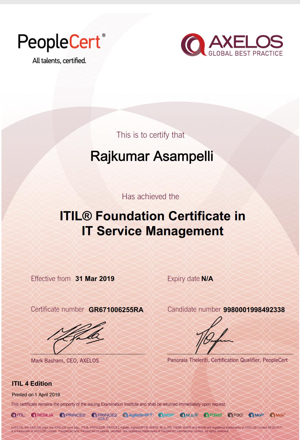 Rajkumar Asampelly on LinkedIn: #@completed ITIL V4 Rajkumar Asampelly on LinkedIn: #@completed ITIL V4