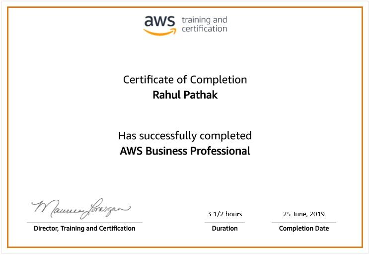 Rahul Pathak on LinkedIn: AWS Business Professional - Certified Rahul Pathak on LinkedIn: AWS Business Professional - Certified
