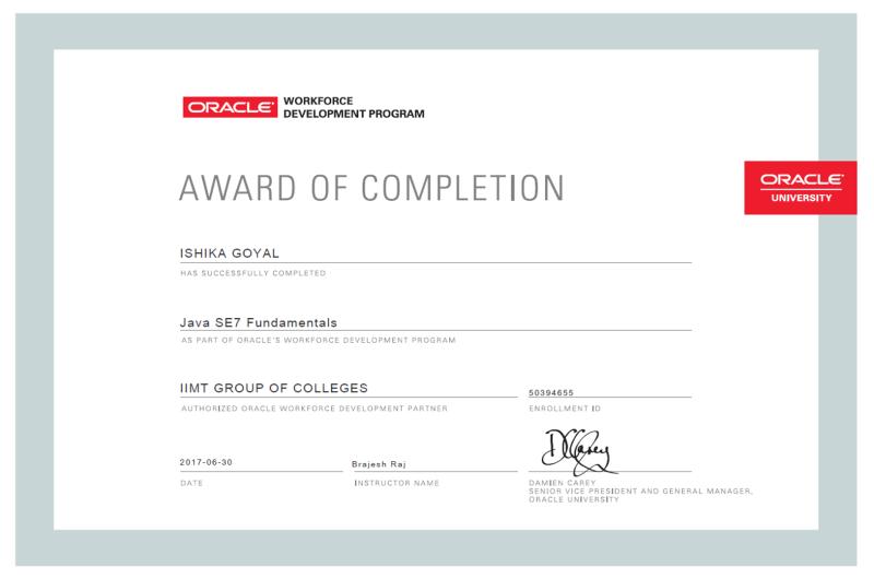 Ishika Goyal on LinkedIn: Feeling pleased after receiving this Java SE7 ... Ishika Goyal on LinkedIn: Feeling pleased after receiving this Java SE7 ...