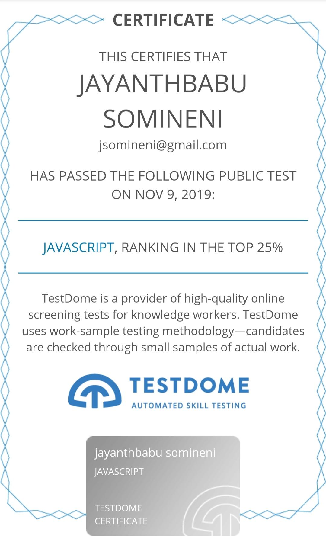 Jayanth babu Somineni on LinkedIn: #testdome #javascript Jayanth babu Somineni on LinkedIn: #testdome #javascript
