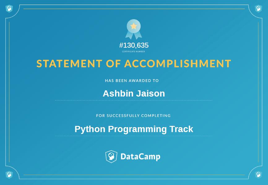 Ashbin Jaison on LinkedIn: #datacamp #pythonprogramming # ... Ashbin Jaison on LinkedIn: #datacamp #pythonprogramming # ...