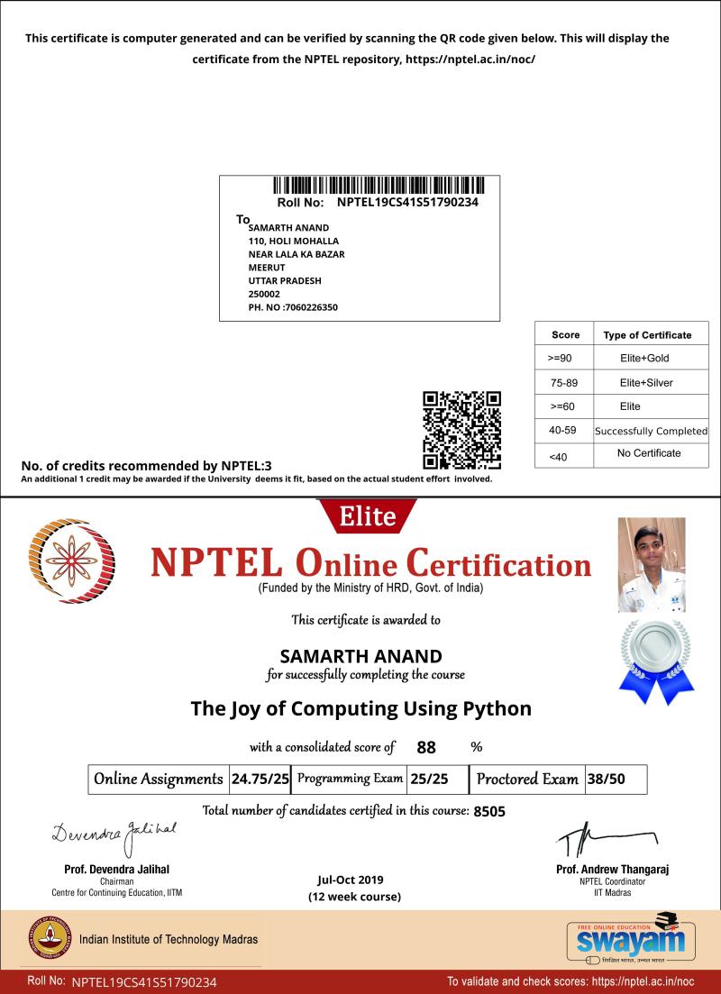 #nptel #python #programming | Samarth Anand #nptel #python #programming | Samarth Anand