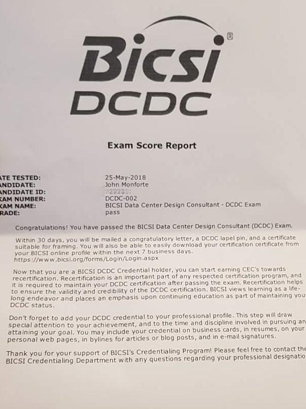 John Monforte RCDD DCDC on LinkedIn: PASSED!!! BICSI DCDC-002 Data ... John Monforte RCDD DCDC on LinkedIn: PASSED!!! BICSI DCDC-002 Data ...