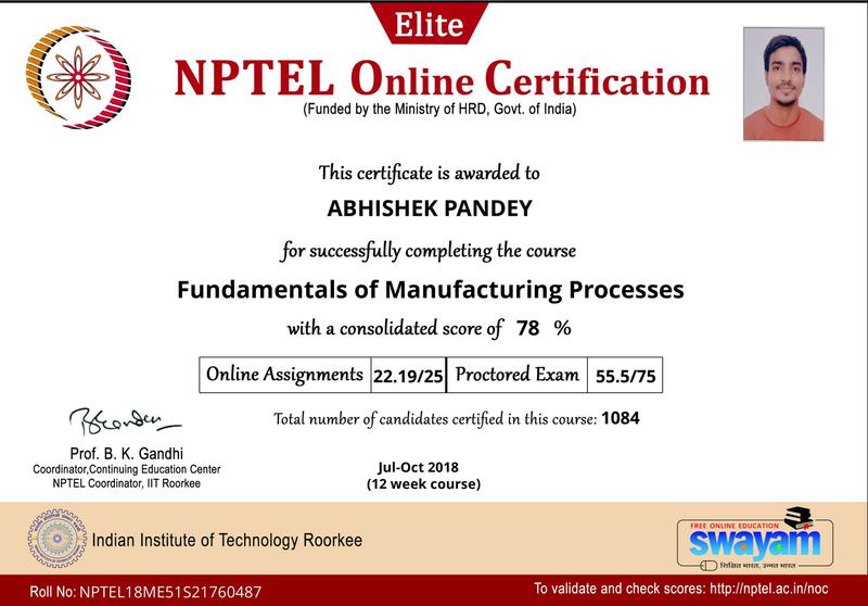 Abhishek Pandey on LinkedIn: #nptel #iit #certificate Abhishek Pandey on LinkedIn: #nptel #iit #certificate