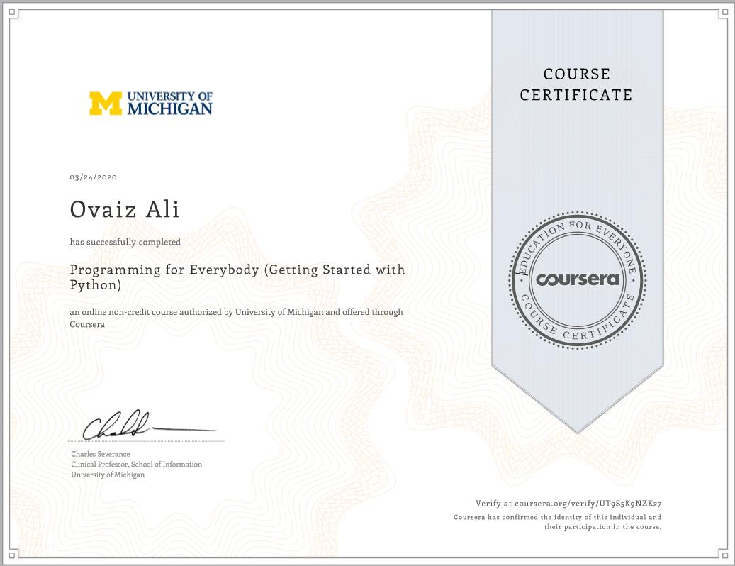 Ovaiz Ali on LinkedIn: #pythonprogramminglanguage #python3 #coursera Ovaiz Ali on LinkedIn: #pythonprogramminglanguage #python3 #coursera