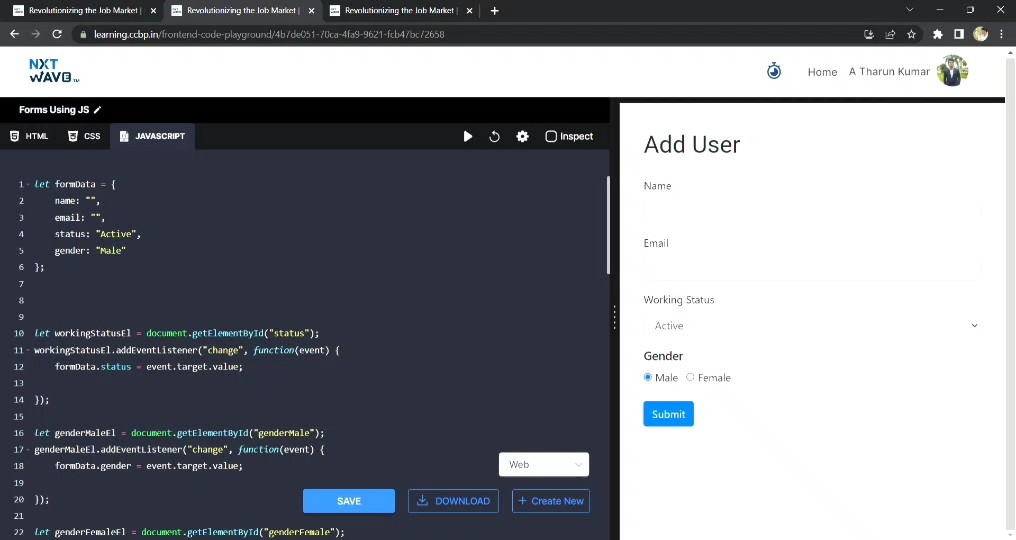 Tharun Kumar goud on LinkedIn: #html #javascript #css #data #nxtwave Tharun Kumar goud on LinkedIn: #html #javascript #css #data #nxtwave