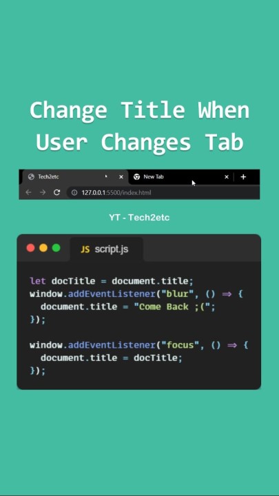 Tech2 etc on LinkedIn: 🔴 Change title when user changes tab ... Tech2 etc on LinkedIn: 🔴 Change title when user changes tab ...