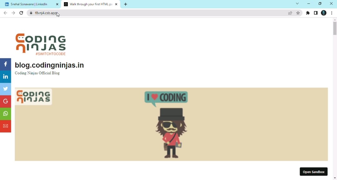Snehal Sonawane on LinkedIn: #html5 #css #frontend #codingninjas Snehal Sonawane on LinkedIn: #html5 #css #frontend #codingninjas